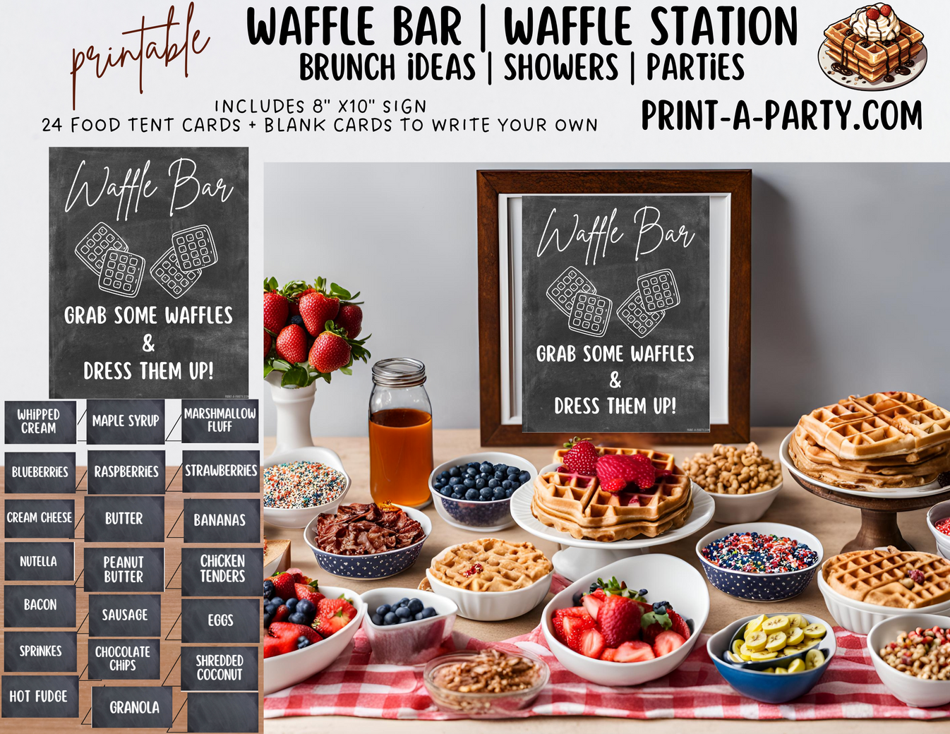 WAFFLE BAR | WAFFLE STATION Setup - Chalkboard | Waffle Bar Sign | Foo ...