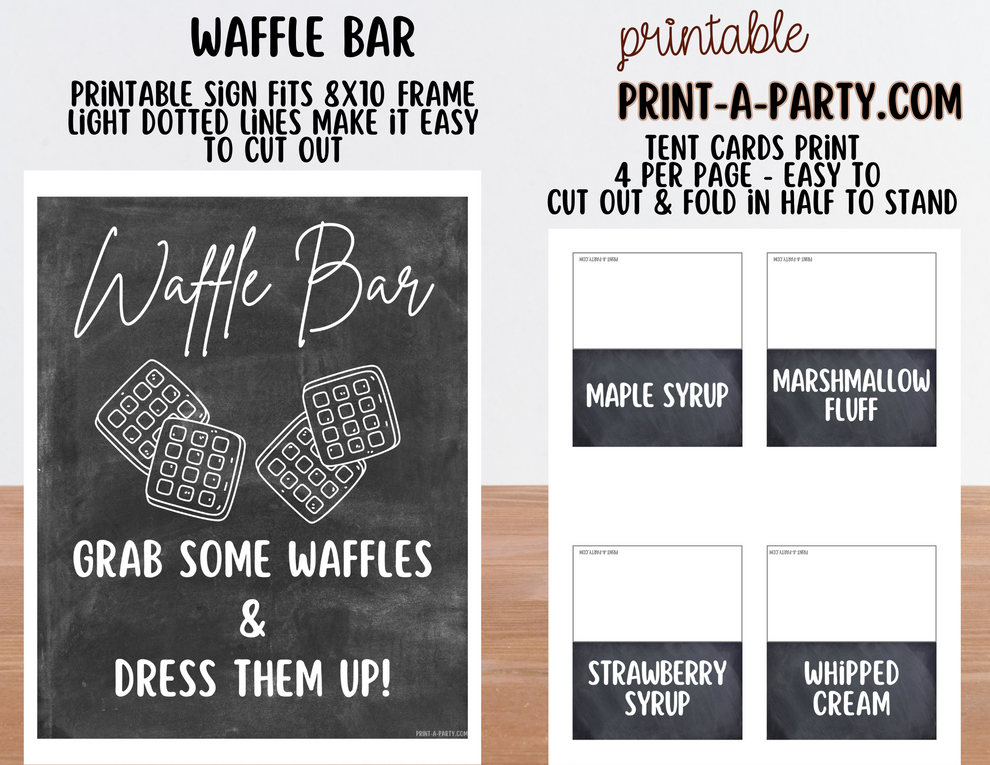 WAFFLE BAR - Printable Chalkboard Waffle Bar Sign & Topping Labels – P ...