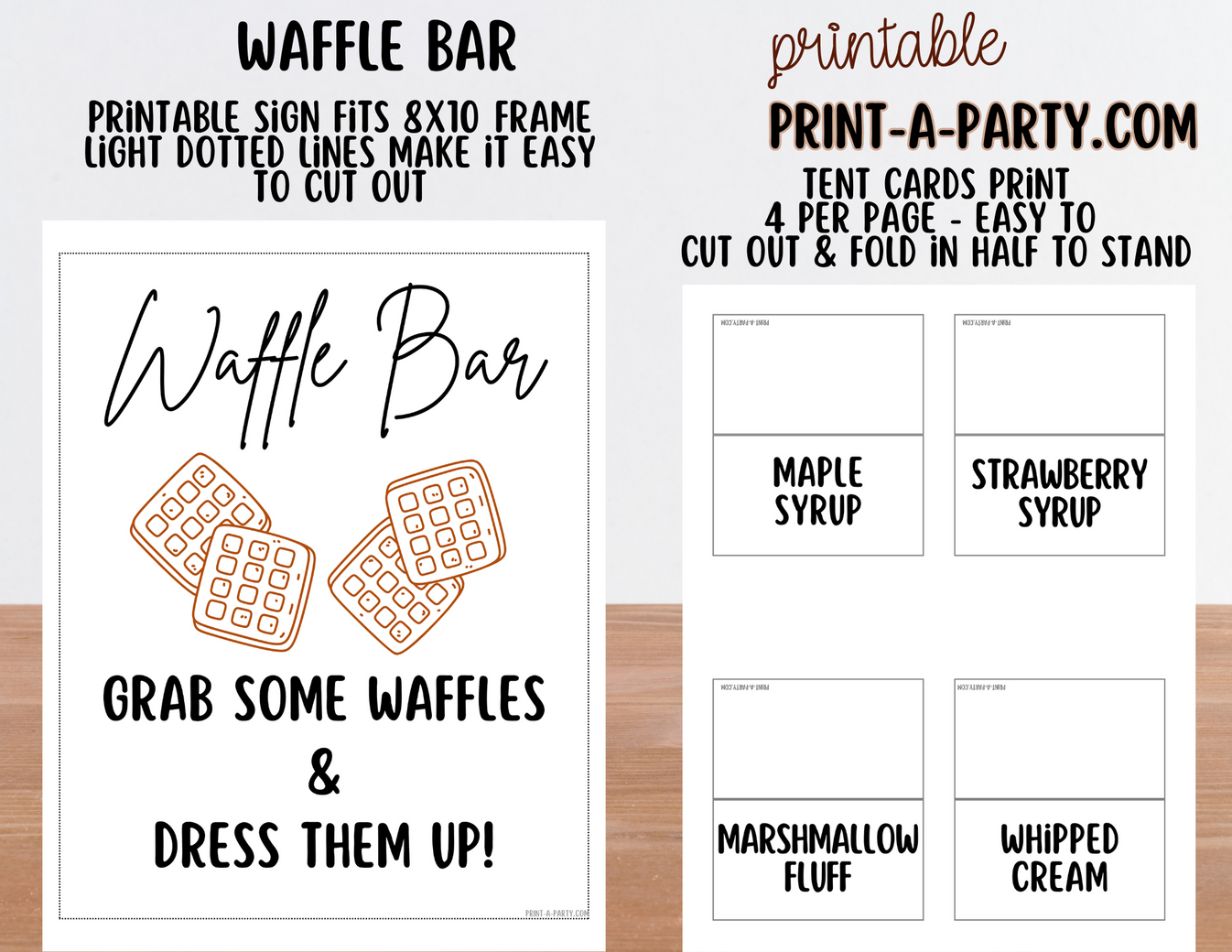 WAFFLE BAR - Printable White Waffle Bar Sign & Topping Labels – Perfec ...