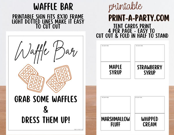 WAFFLE BAR - Printable White Waffle Bar Sign & Topping Labels – Perfec ...