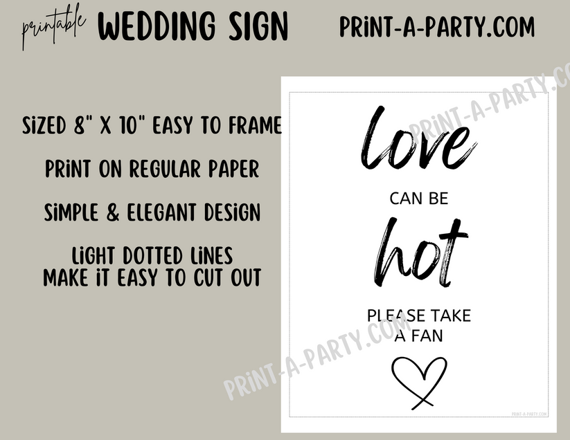 Printable Outdoor Wedding Sign - Please take a Fan Sign | Love can be ...