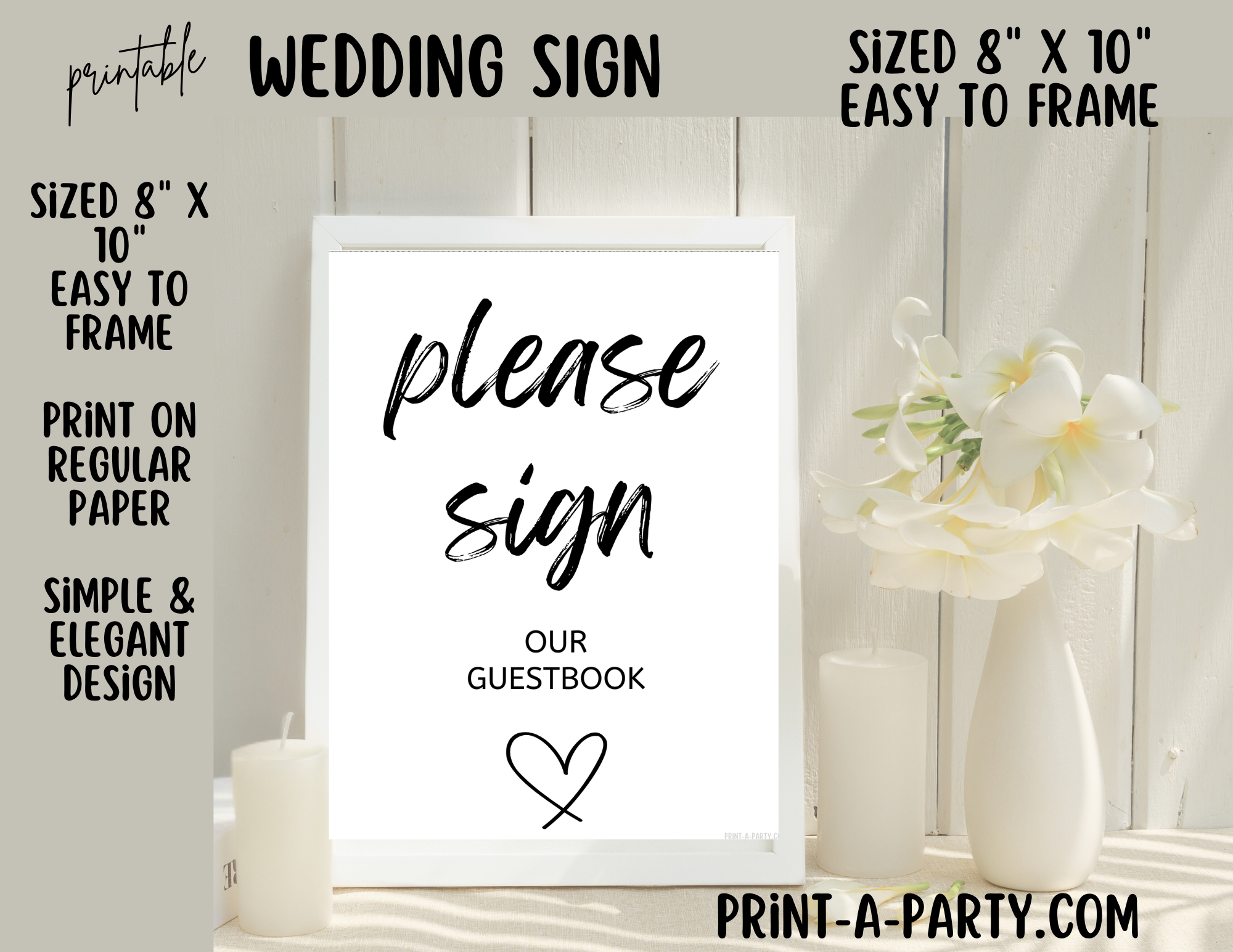 Printable Wedding Guest Book Sign - Please sign our guestbook - prints ...