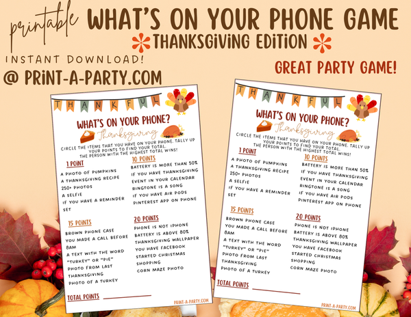 What’s On Your Phone – Thanksgiving Edition Printable Game – Fun Holid ...