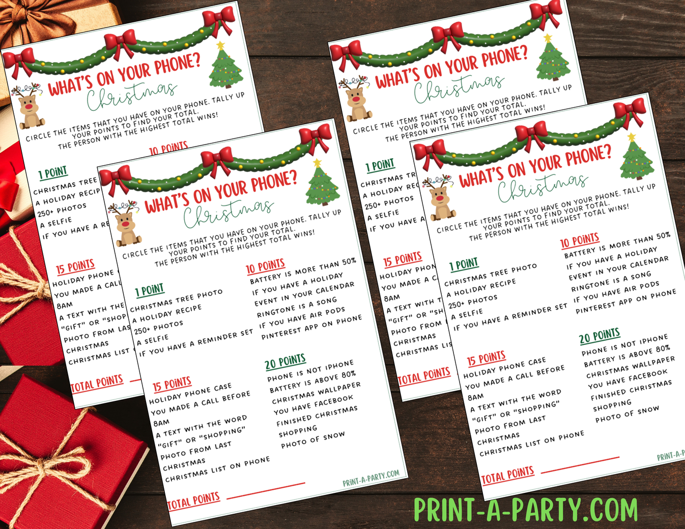 WHAT'S ON YOUR PHONE - Christmas Printable Holiday Party Activity ...