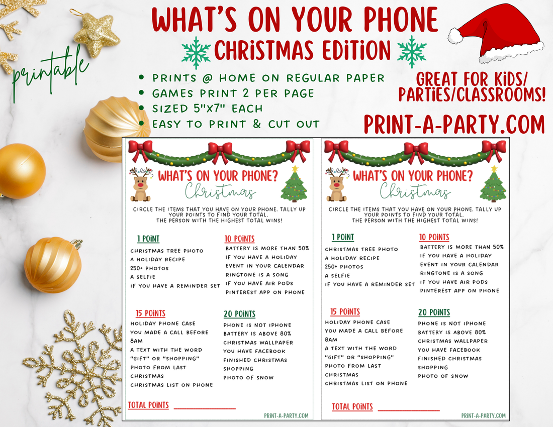 WHAT'S ON YOUR PHONE - Christmas Printable Holiday Party Activity ...
