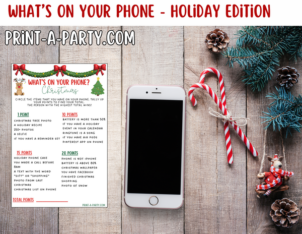 WHAT'S ON YOUR PHONE - Christmas Printable Holiday Party Activity ...