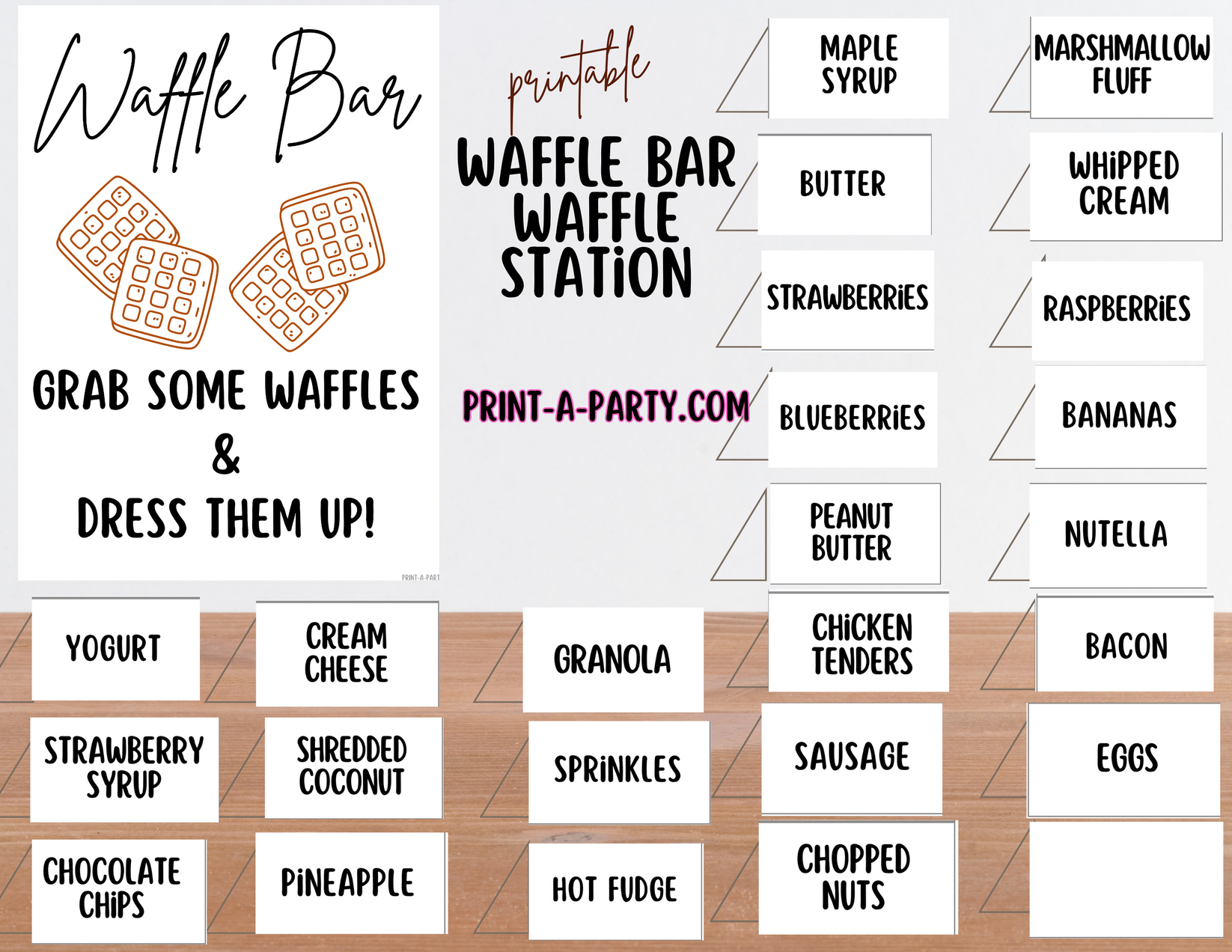 WAFFLE BAR | WAFFLE STATION Printable Setup - White | Waffle Bar Sign ...