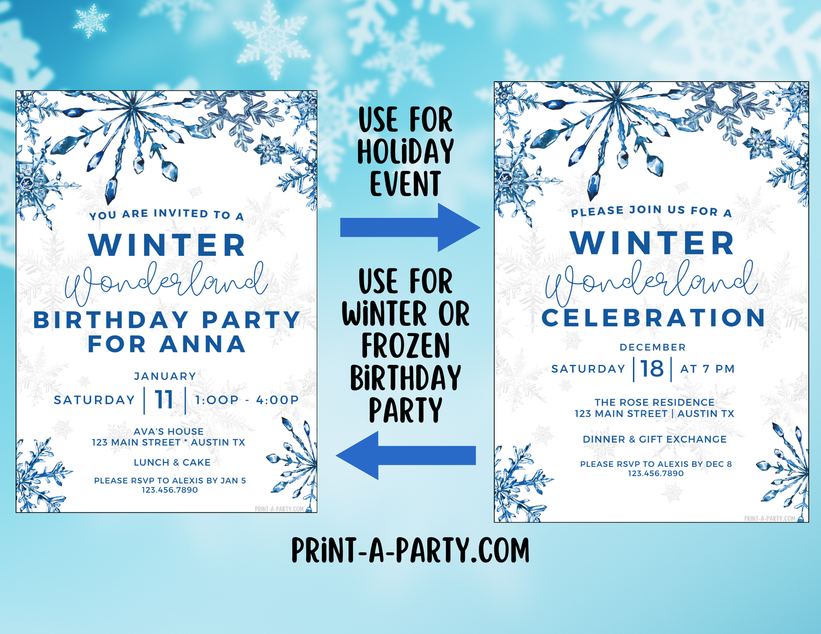 WINTER WONDERLAND PARTY INVITATION - Editable Holiday Invitation Templ ...