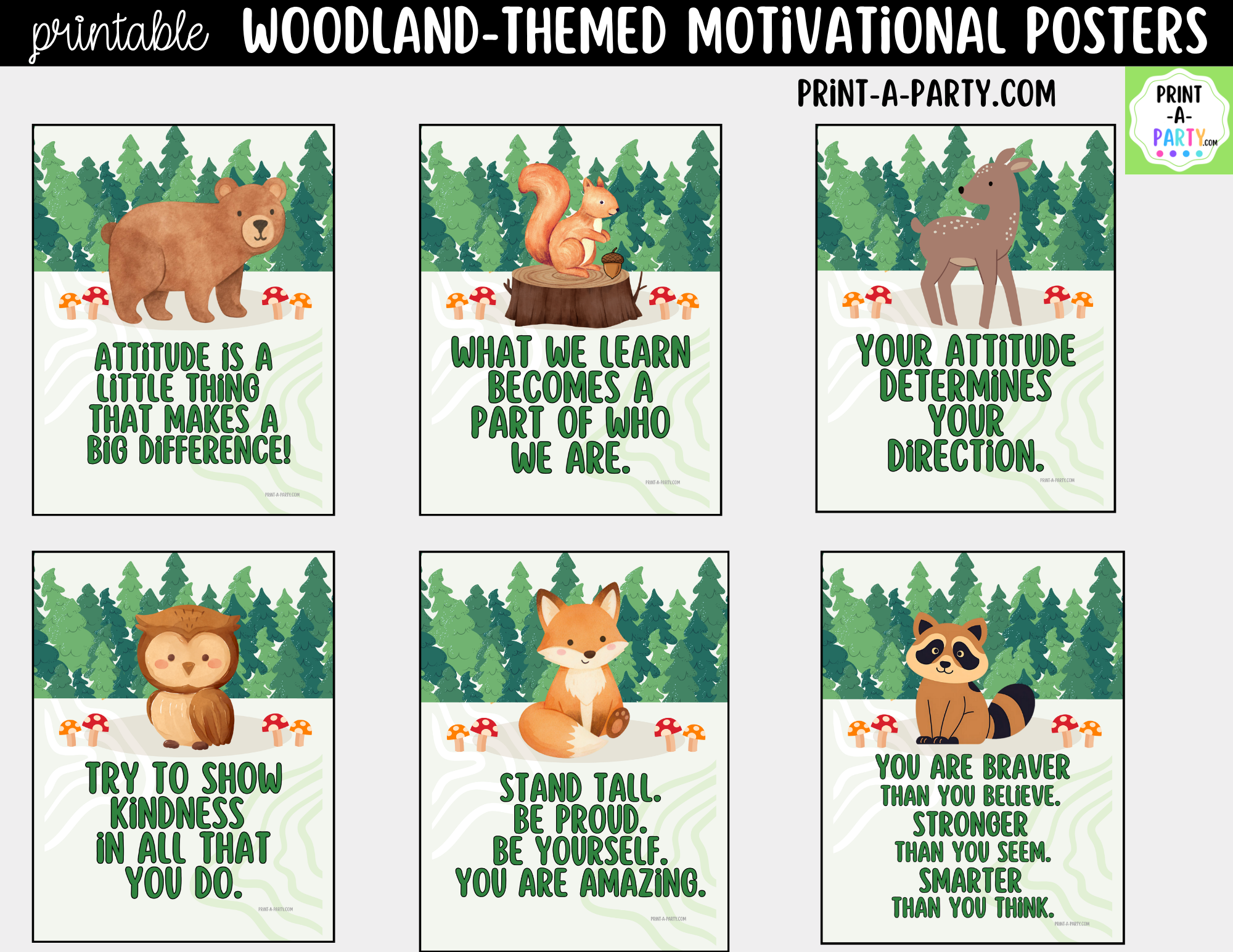 Woodland Forest Animal-Themed Motivational Posters - Printable Classro ...