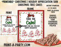 Holiday Christmas Tree Cakes Appreciation Sign - Printable Decor for T ...