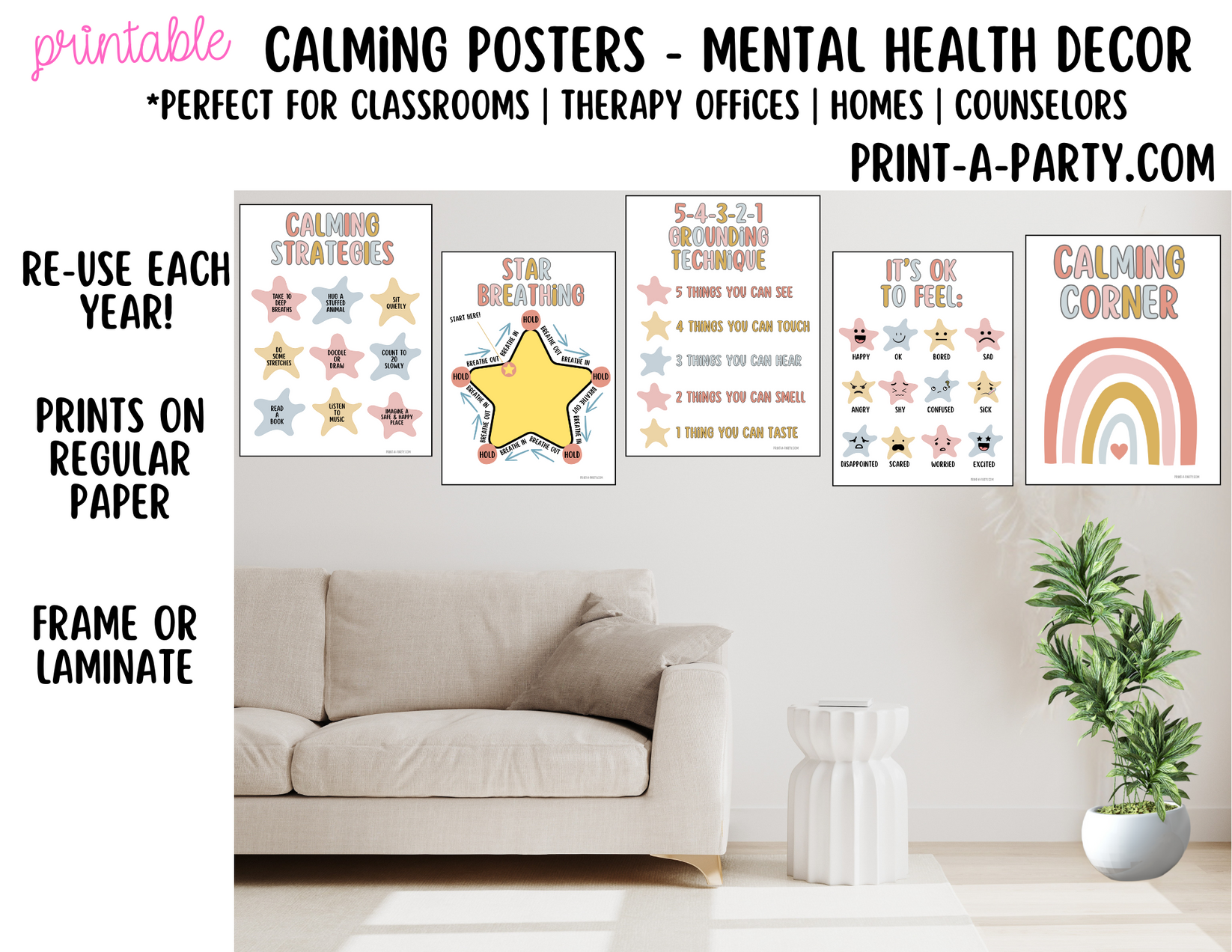 CLASSROOM DECOR - Boho Calming Corner Posters – Printable Mental Healt ...