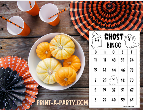 BINGO: Halloween Ghost Bingo Game Printable – Fun G-H-O-S-T Version fo ...
