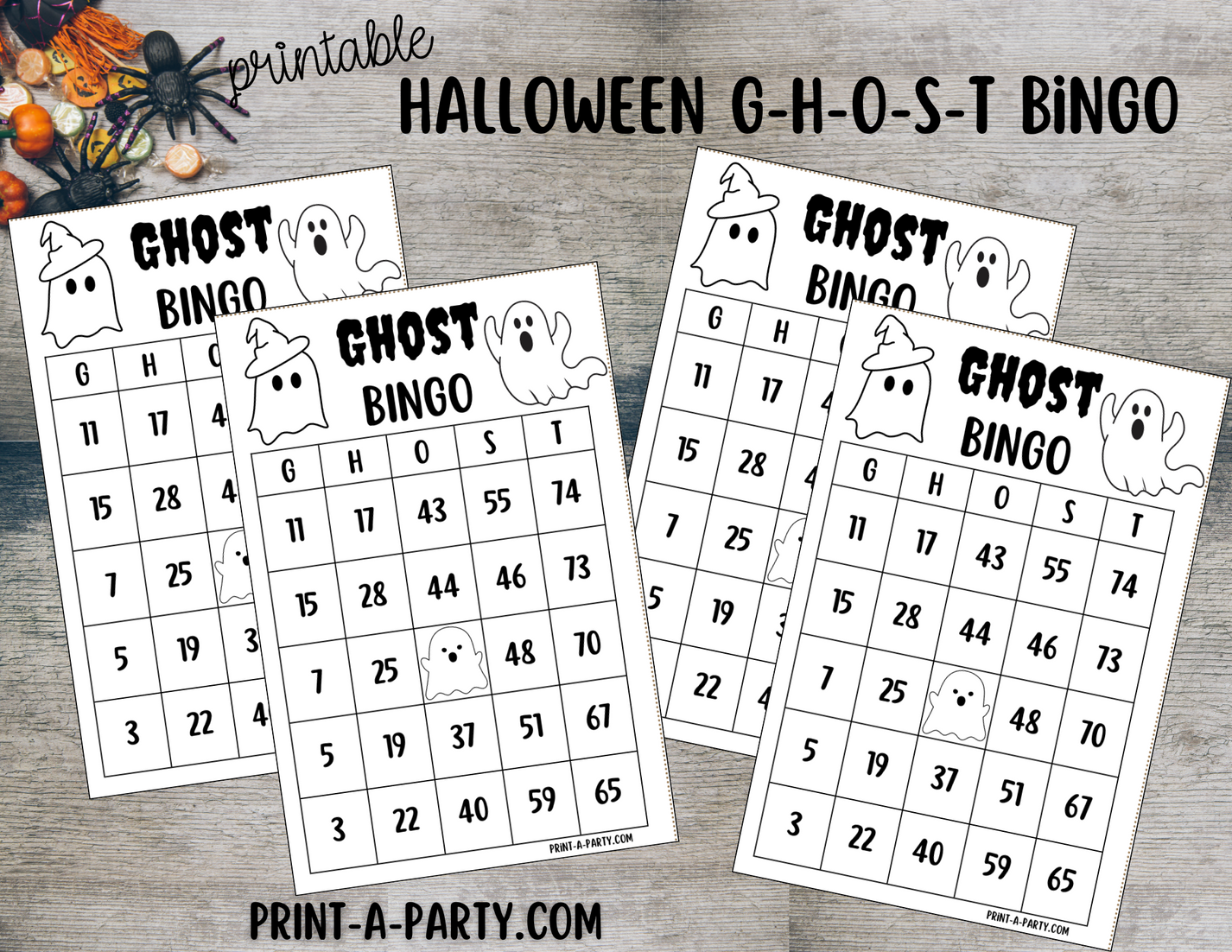 BINGO: Halloween Ghost Bingo Game Printable – Fun G-H-O-S-T Version fo ...