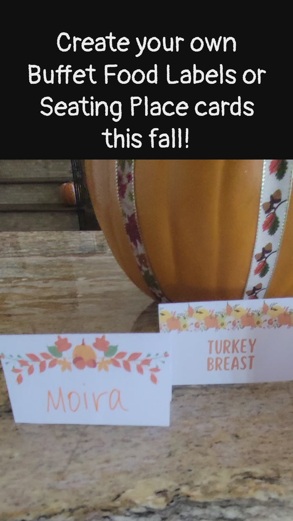 Printable Editable Fall Christmas Buffet Food Cards Seating Place Cards ...