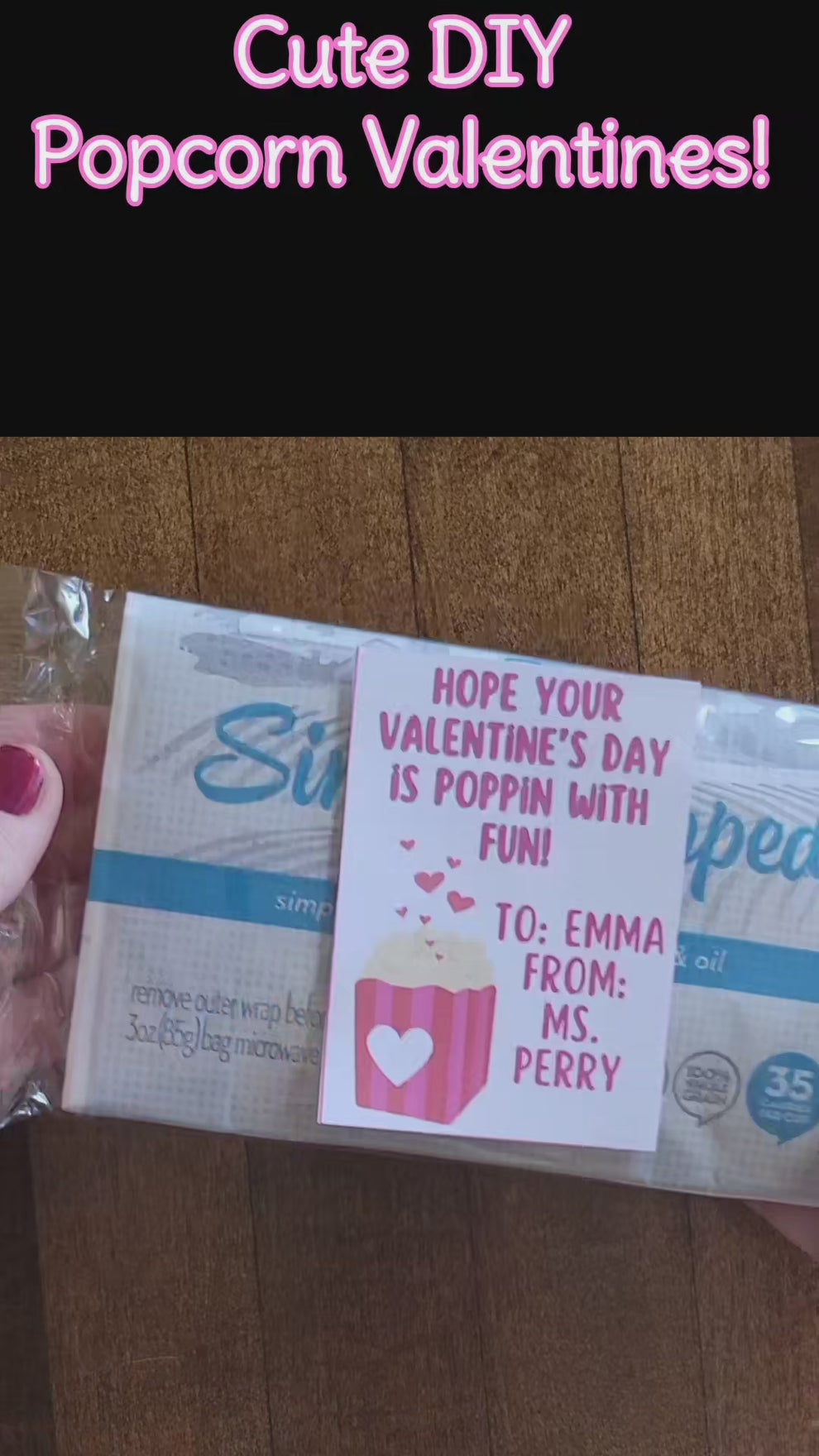 Valentine EDITABLE TEMPLATE: POPCORN VALENTINE CARD - Customizable Car ...