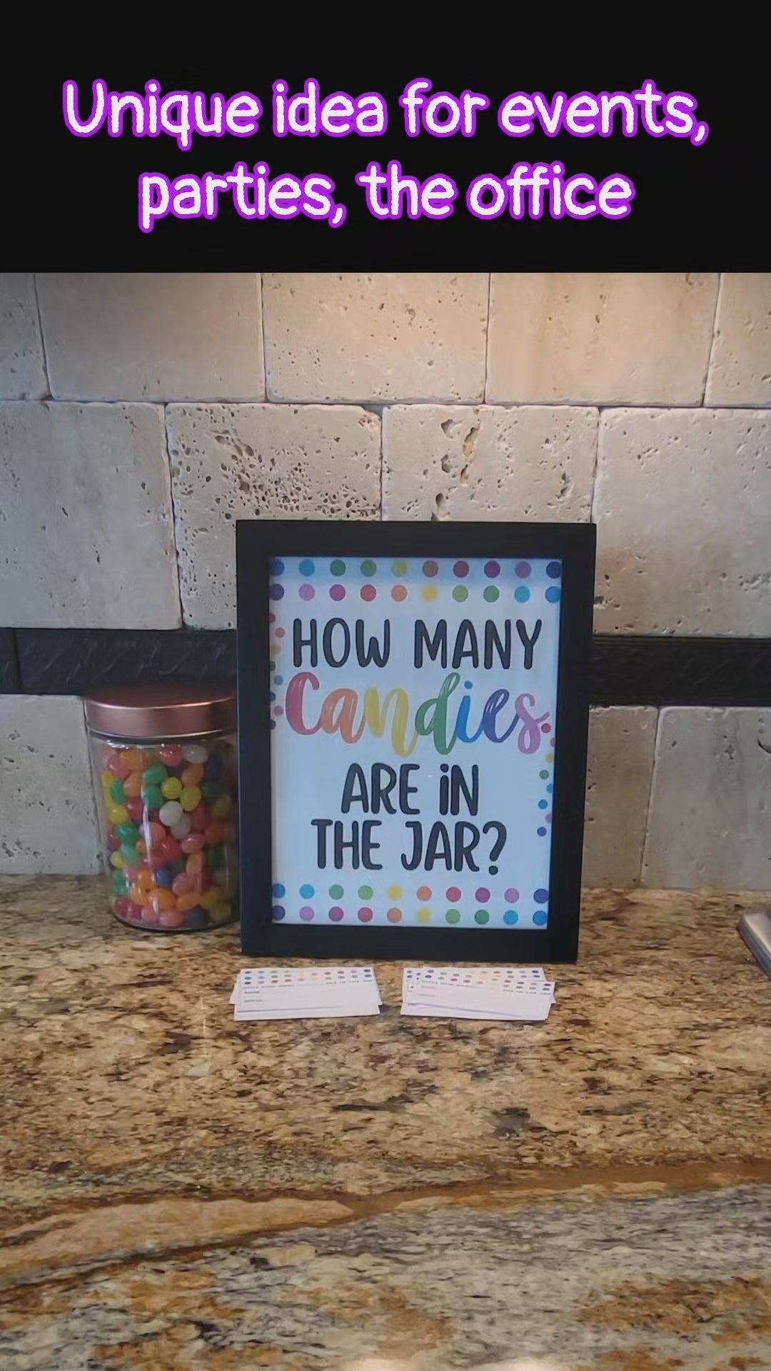 Polka dot colorful Candy Jar Guessing Game Printable – Sign & Cards fo ...