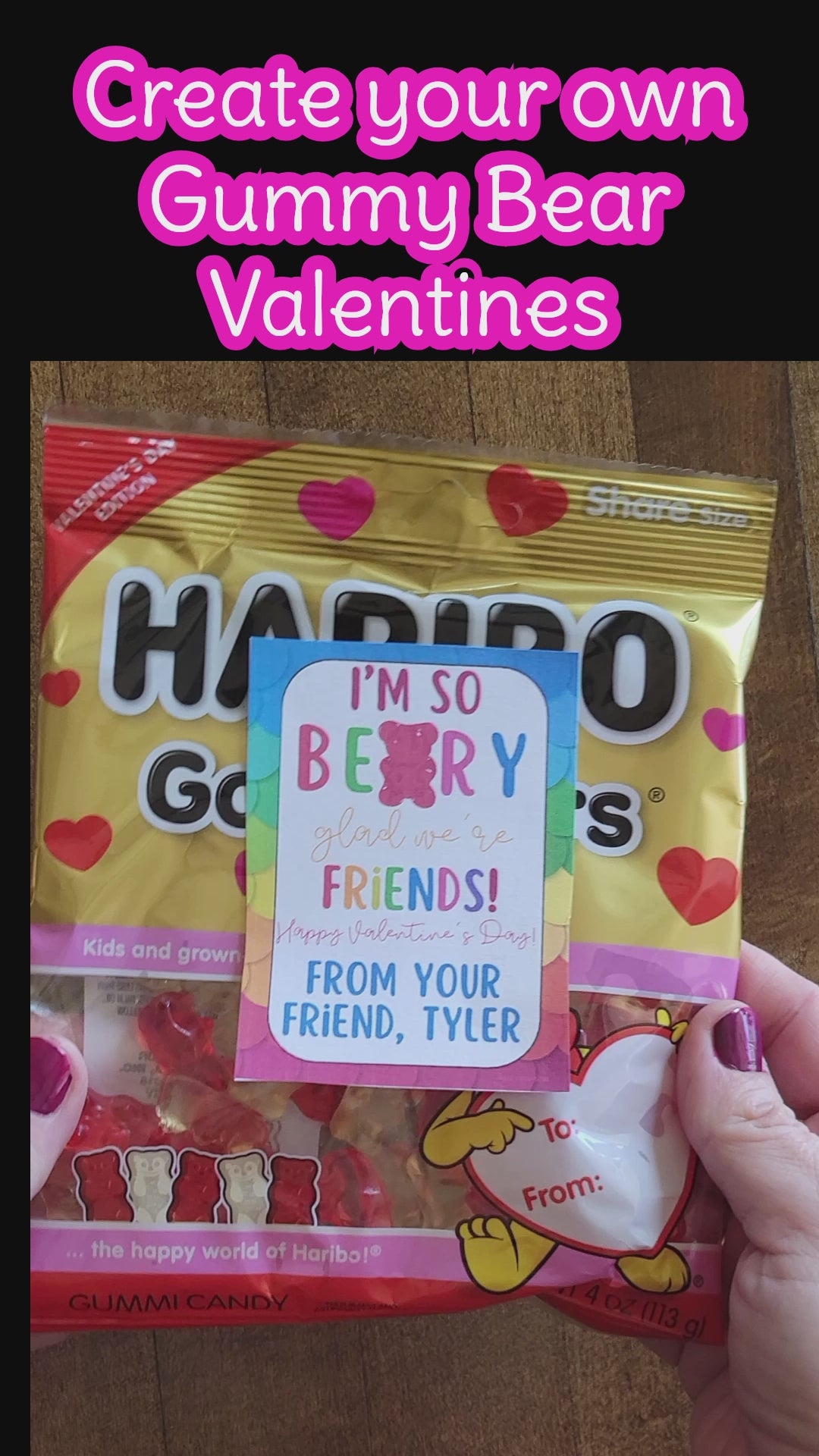 Valentine EDITABLE TEMPLATE: GUMMY BEARS VALENTINE CARD - Customizable ...