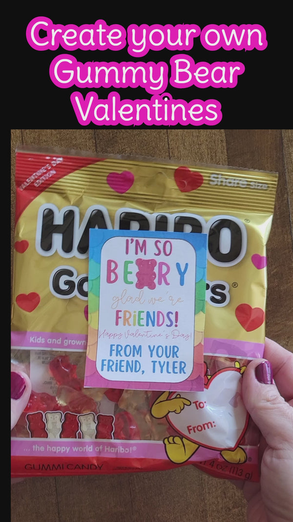 Valentine EDITABLE TEMPLATE: GUMMY BEARS VALENTINE CARD - Customizable ...