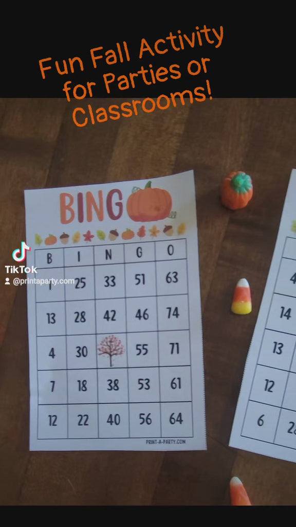 Printable Fall Bingo Game - 30, 40, 50 cards + call sheets for Fall ...