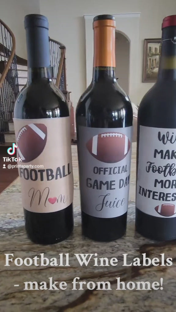 WINE LABELS: Printable Football Wine Labels – Fun Party Decor for Tail ...