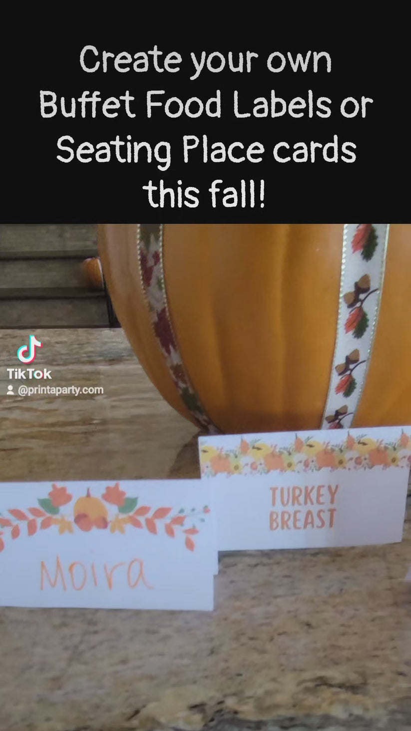 Printable Editable Fall Thanksgiving Buffet Food Cards Seating Place ...