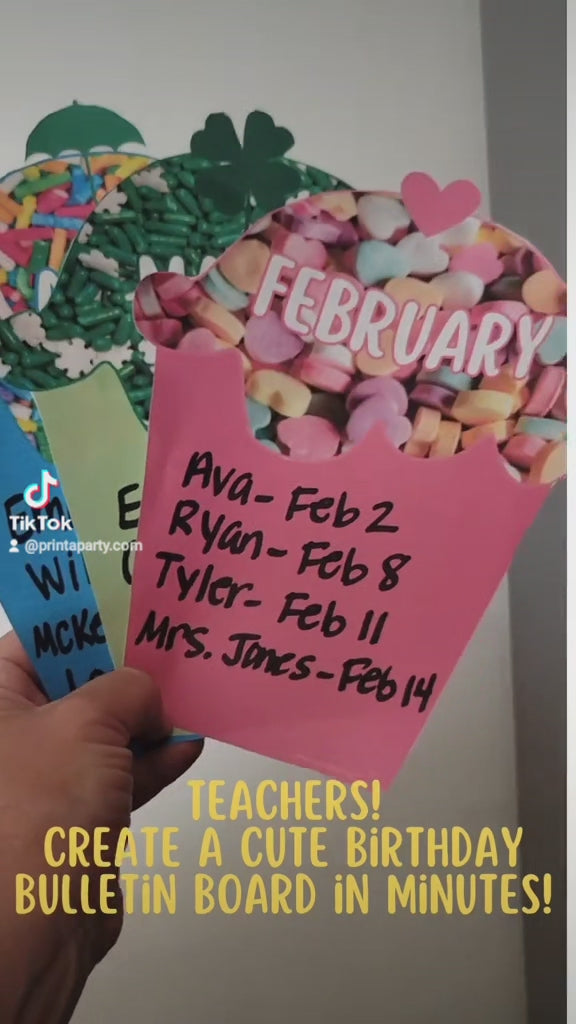 Birthday Bulletin Board Printable Display - Monthly Balloon Theme for ...