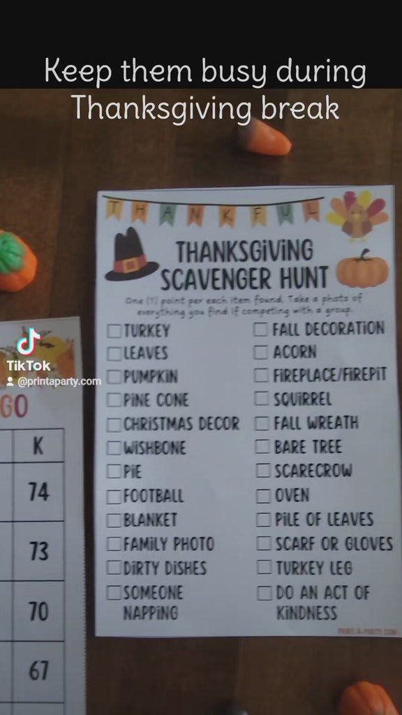 SCAVENGER HUNT GAME: Thanksgiving - Printable Thanksgiving Scavenger H ...