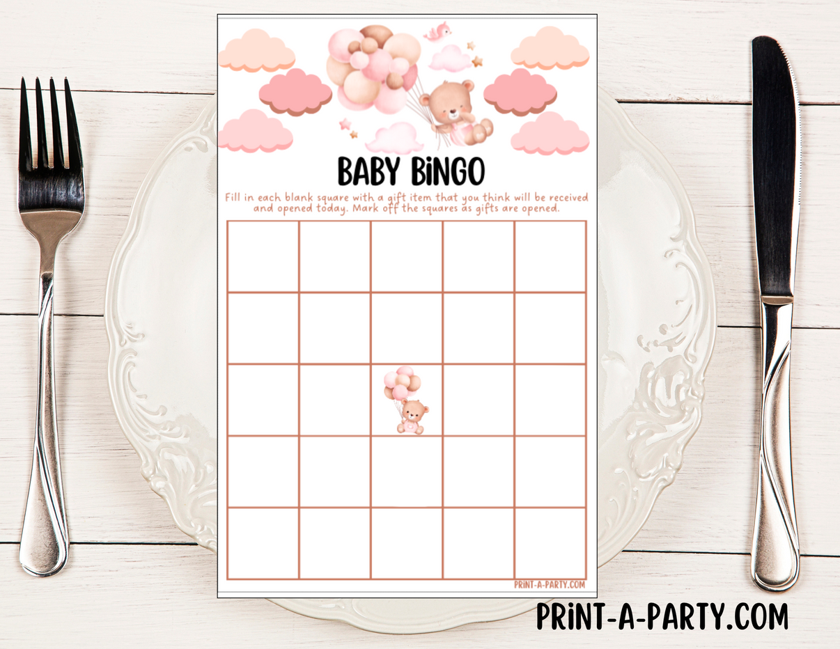 GAMES Teddy Bear Pink Baby Shower, 5 x 7 Instant Download Games ...