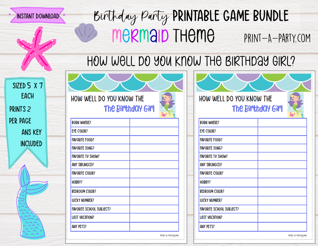Mermaid Birthday Party Games | Mermaid Party Theme | Mermaid Birthday ...