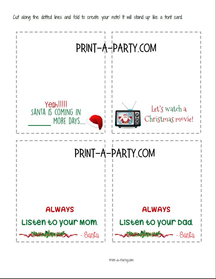 Printable Santa Mini Notes - Notes from the North Pole - 32 different ...