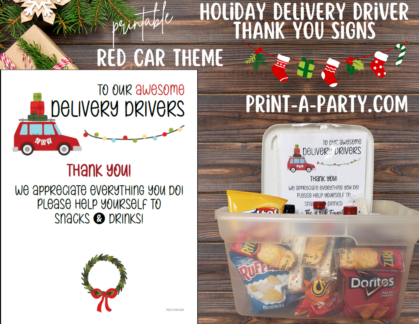 Delivery Driver Holiday Thank You Sign Printable – Snack Station Sign ...