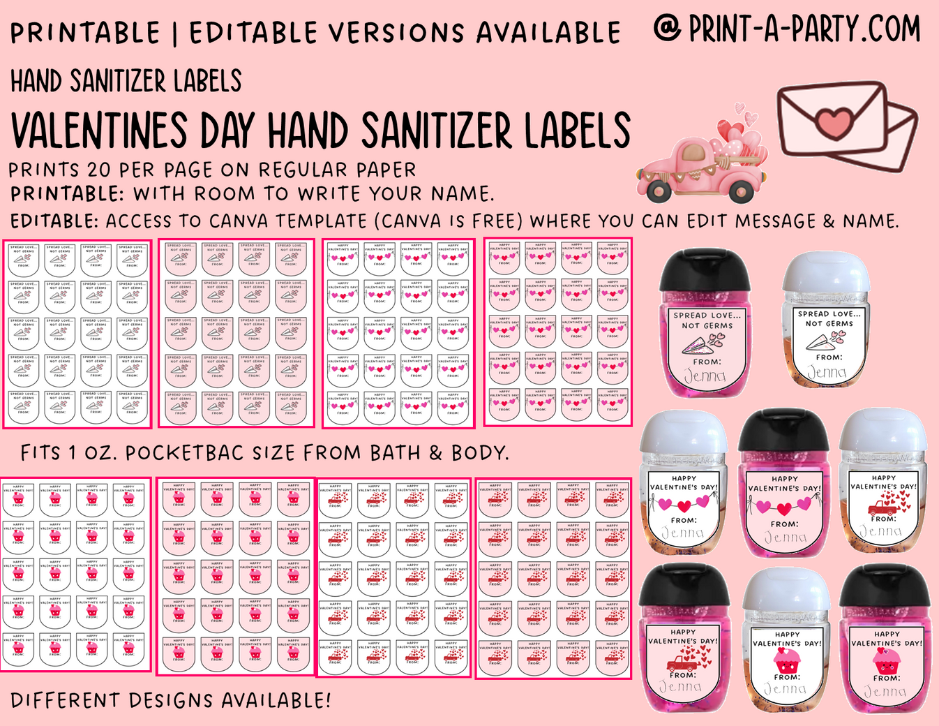 DIY Valentines | HAND SANITIZER LABELS | Printable or Editable | Valen ...