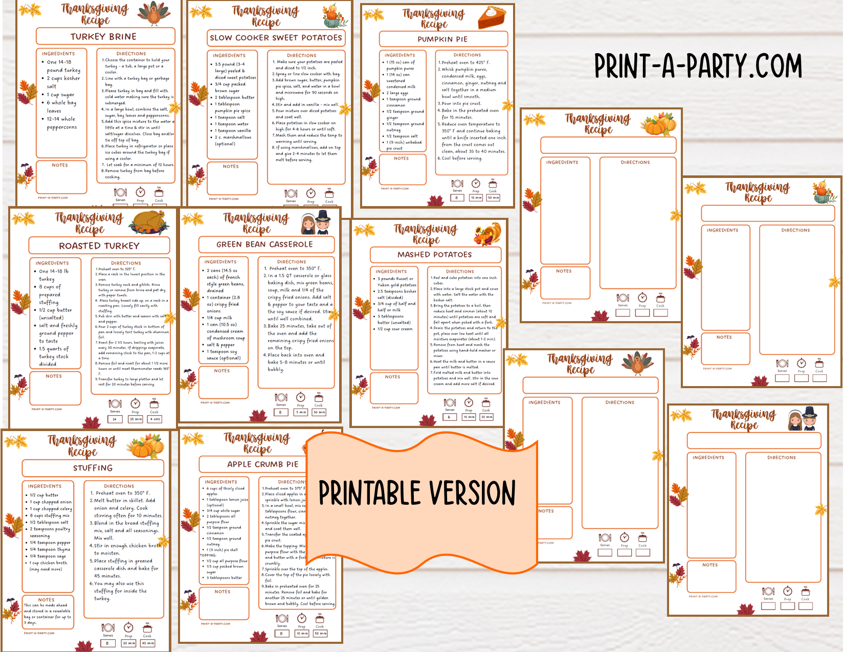 DIY Cookbook | THANKSGIVING Recipe Collection | PRINTABLE OR EDITABLE ...