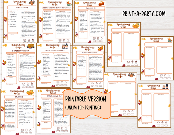 DIY Cookbook | THANKSGIVING Recipe Collection | PRINTABLE OR EDITABLE ...