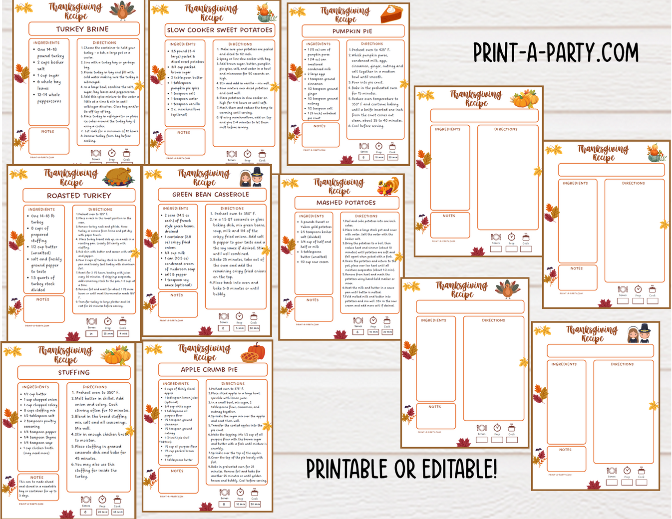DIY Cookbook | THANKSGIVING Recipe Collection | PRINTABLE OR EDITABLE ...