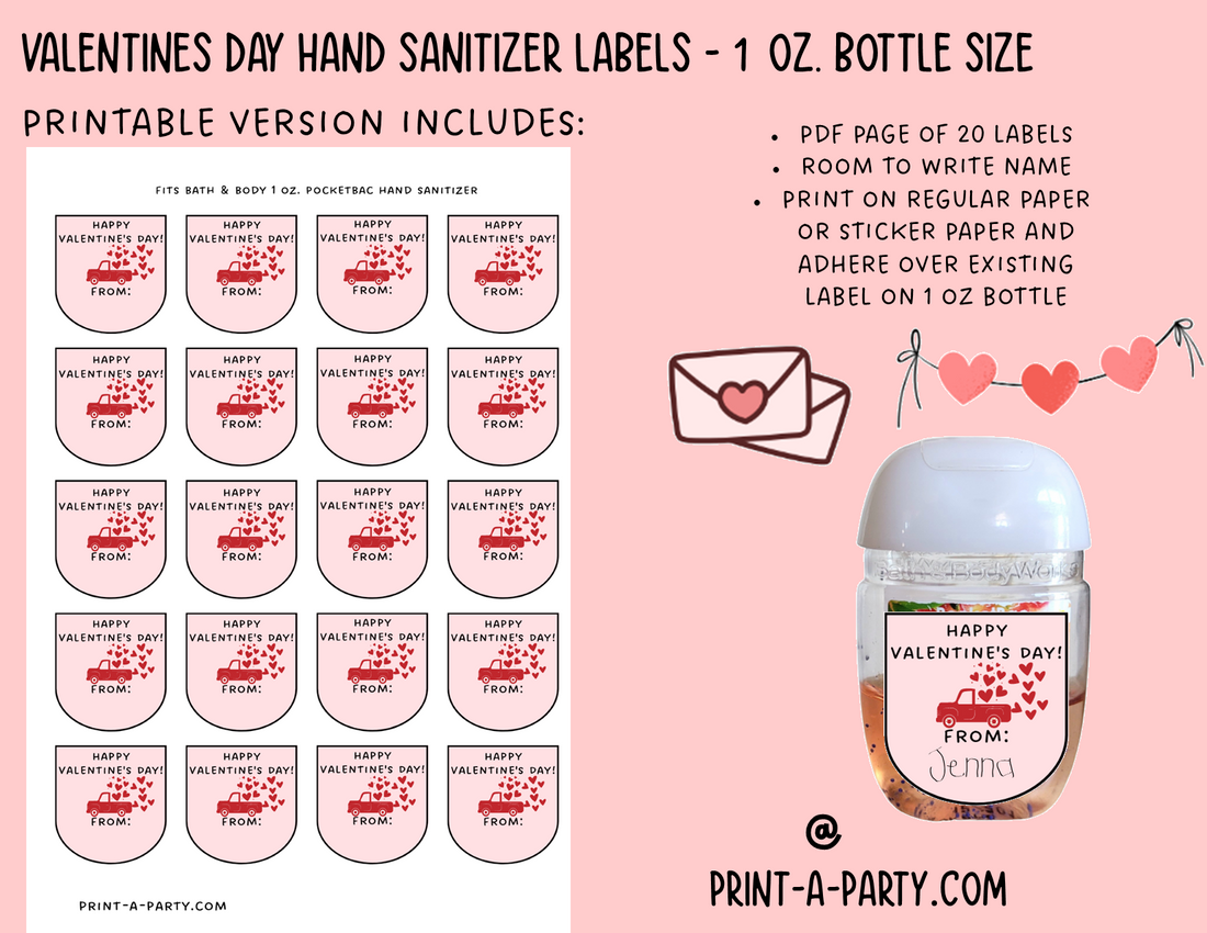 DIY Valentines | HAND SANITIZER LABELS | Printable or Editable | Valen ...