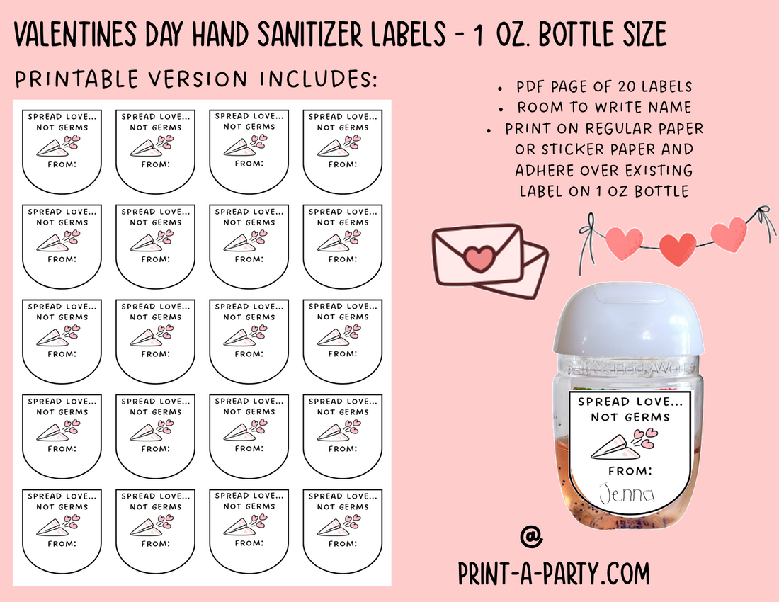 DIY Valentines | HAND SANITIZER LABELS | Printable or Editable | Valen ...