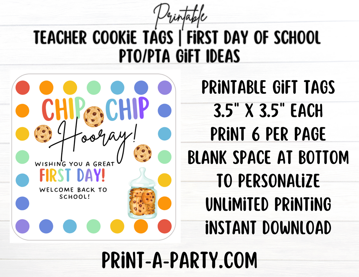GIFT TAGS | Teacher Cookie Tags | First Days of School | Teacher Appre ...