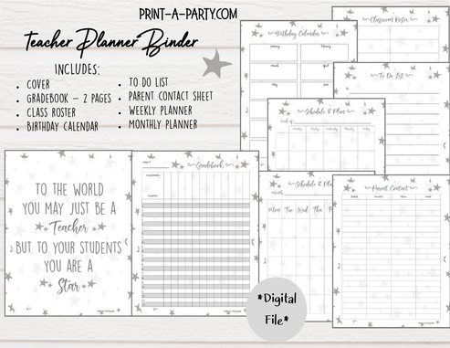 Teacher Planner | Gradebook | Binder Pages | Printable | Instant ...