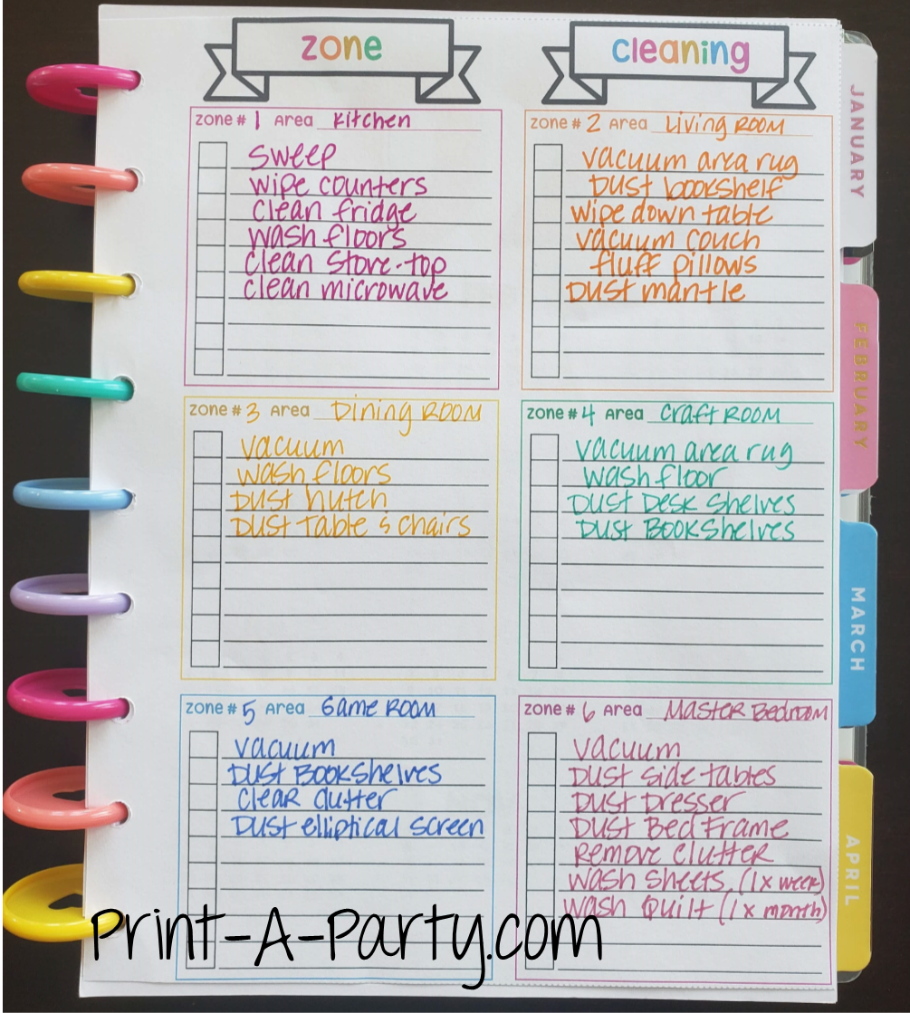 Cleaning: Zone Cleaning Checklist Page | Planner Weekly Checklist | Cl ...